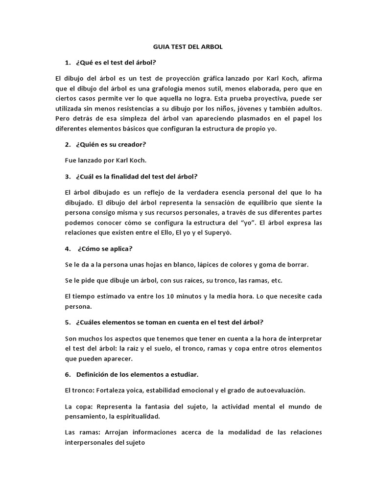 Guia Test Del Arbol PDF | PDF | Arboles | Dibujo