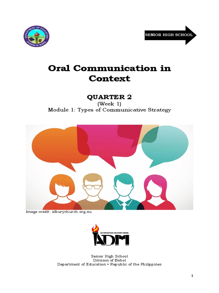 SHS Oc Q2 Module1 WK1 | PDF | Conversation | Communication