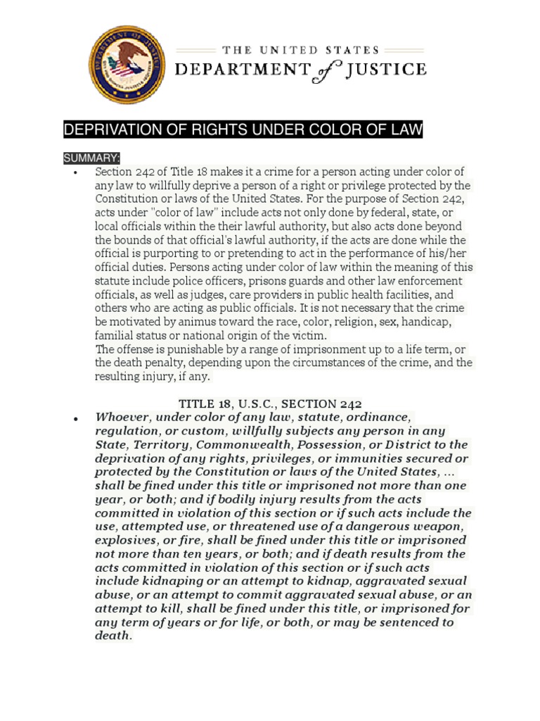 DOJ-Title 18 S 242 | PDF