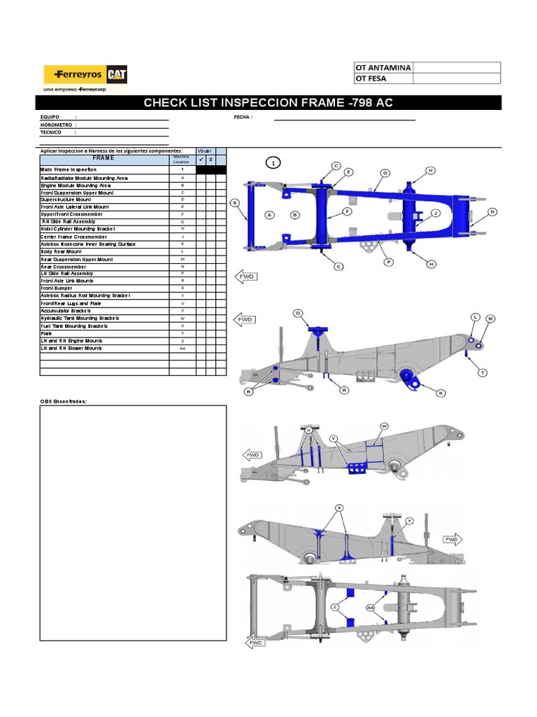 Check List Inspeccion Frame - 798 Ac | PDF | Steering | Automotive ...