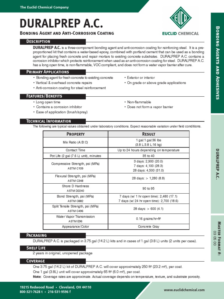 Duralprep A.C.: Bonding Agent and Anti-Corrosion Coating | PDF | Epoxy ...