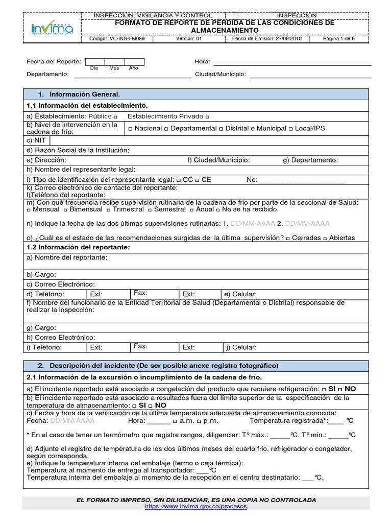 Formato Invima Ivc Ins Fm099 | PDF | Calibración | Temperatura