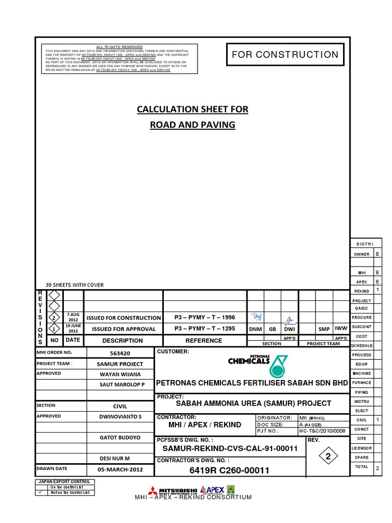 Calculation Sheet For Road and Paving - Rev 2 For Construction - 7 ...