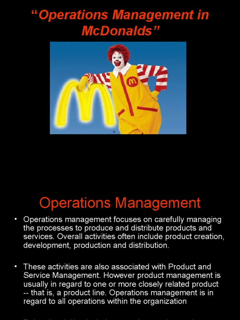 McDonald's Operations Management Overview | PDF | Fast Food | Mc Donald's
