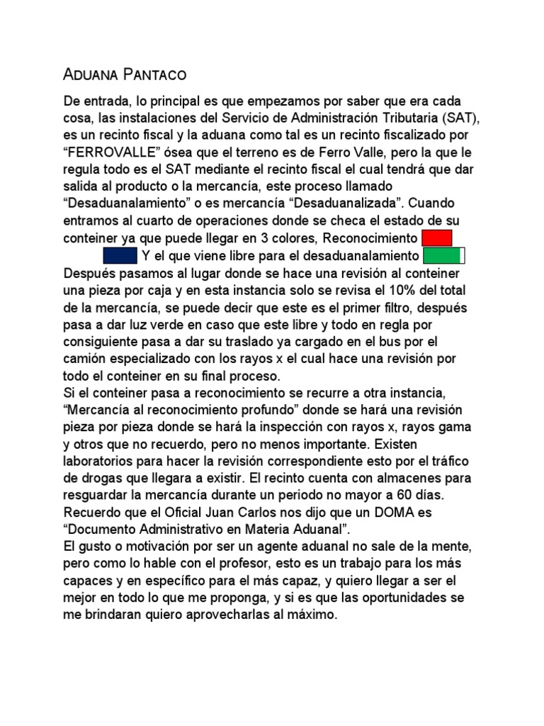 Proceso en la Aduana de Pantaco | PDF | Negocios | Finanzas y dinero