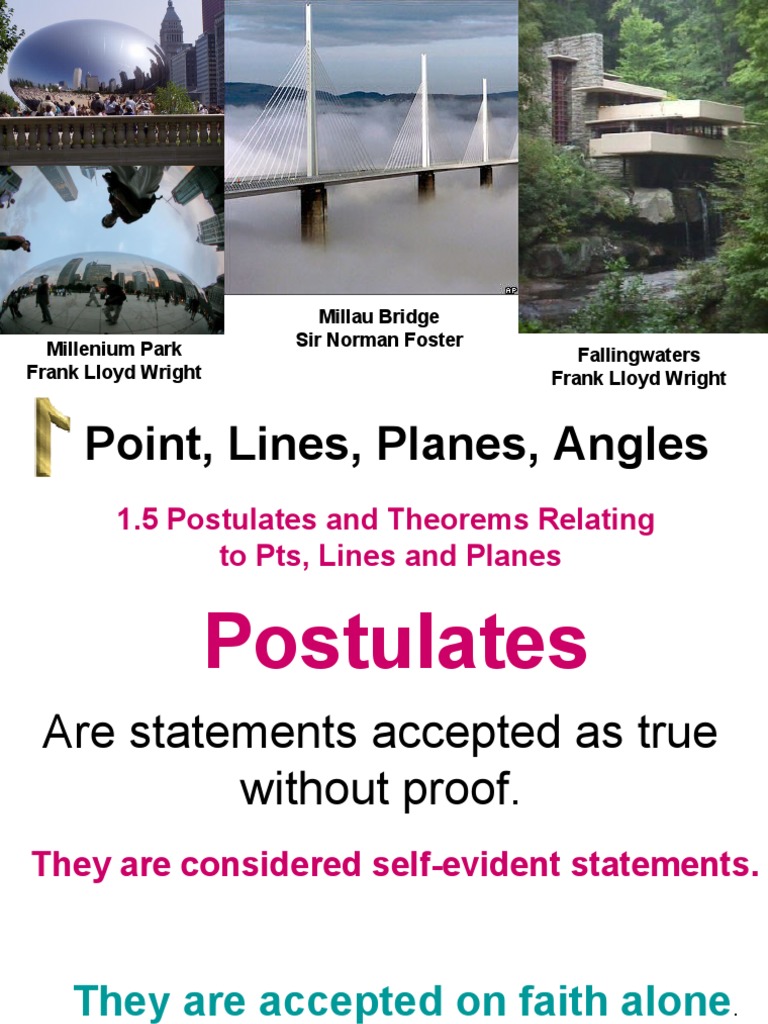 Point, Lines, Planes, Angles: 1.5 Postulates and Theorems Relating To ...