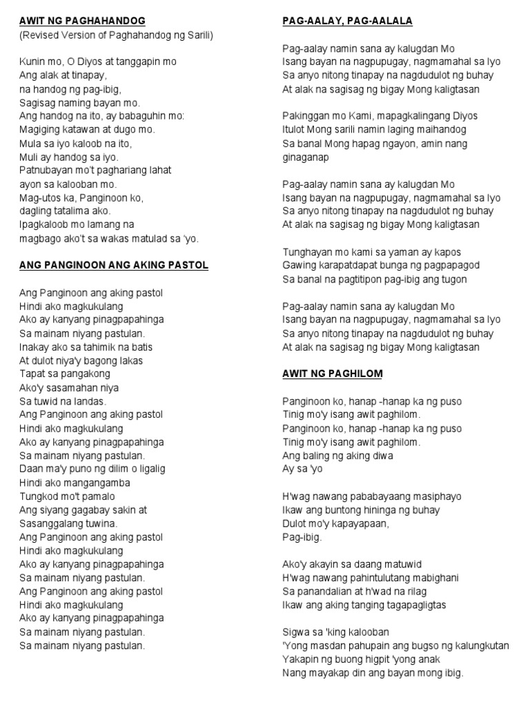 Awit NG Paghahandog | PDF