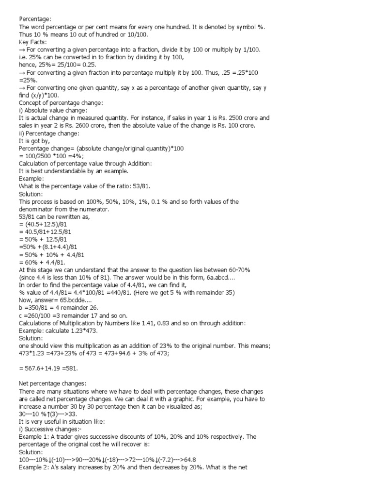 Percentage | PDF | Percentage | Teaching Mathematics
