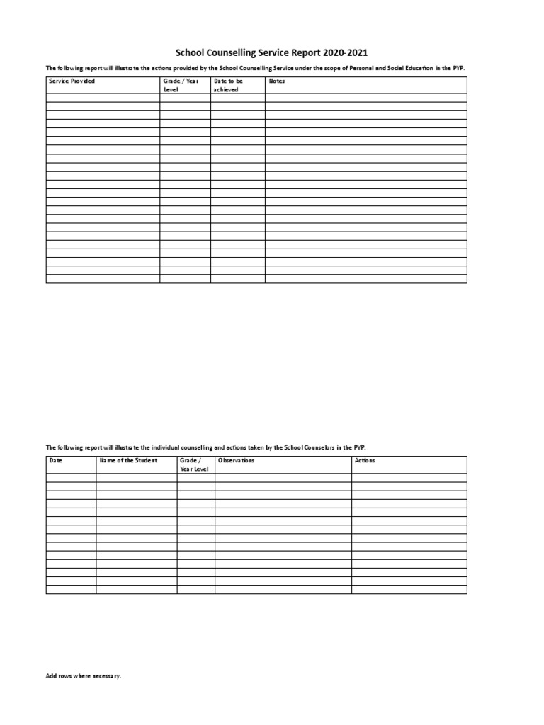 School Counselling Service Reports | PDF