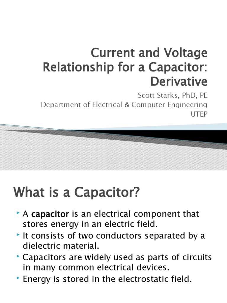 Current and Voltage Relationship For A Capacitor: Derivative | PDF