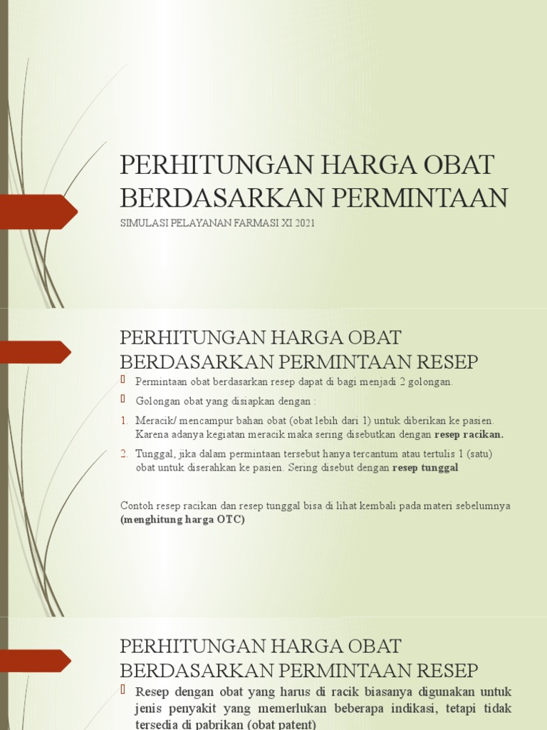 5 - 3.4 - Perhitungan Harga Obat Berdasarkan Permintaan Resep Racikan | PDF