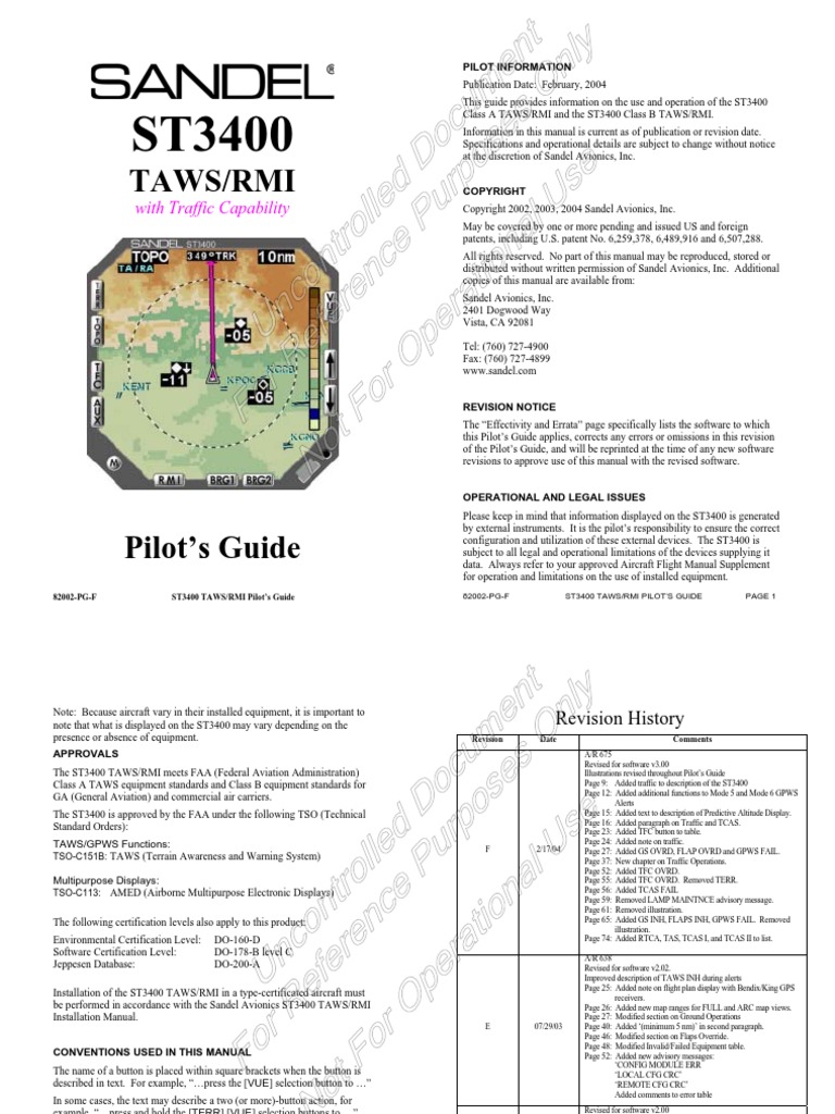 Sandel ST3400 TAWS RMI | PDF | Altimeter | Aircraft