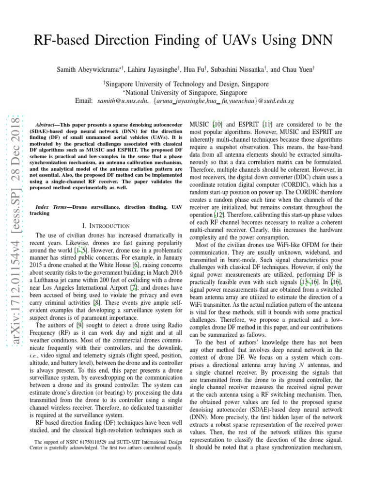UAV Direction Finding Using DNN | PDF | Deep Learning | Antenna (Radio)
