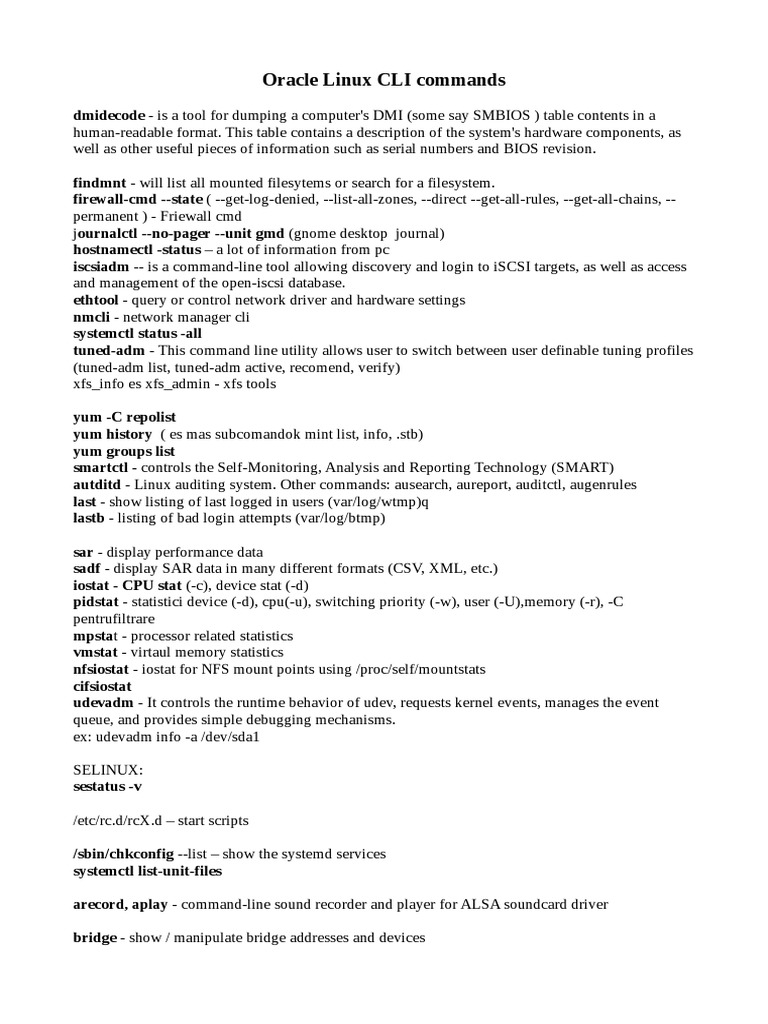 Oracle Linux Admin CLI | PDF