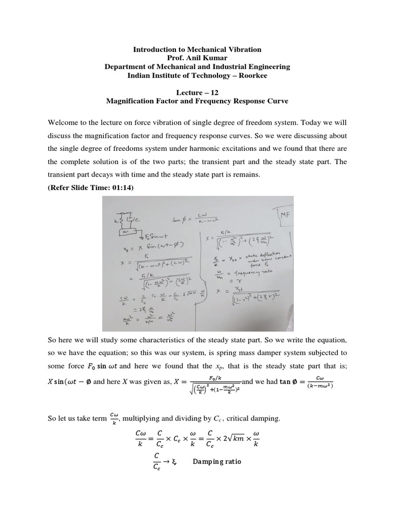 Magnification Factor and Frequency Response Curve | PDF | Resonance ...