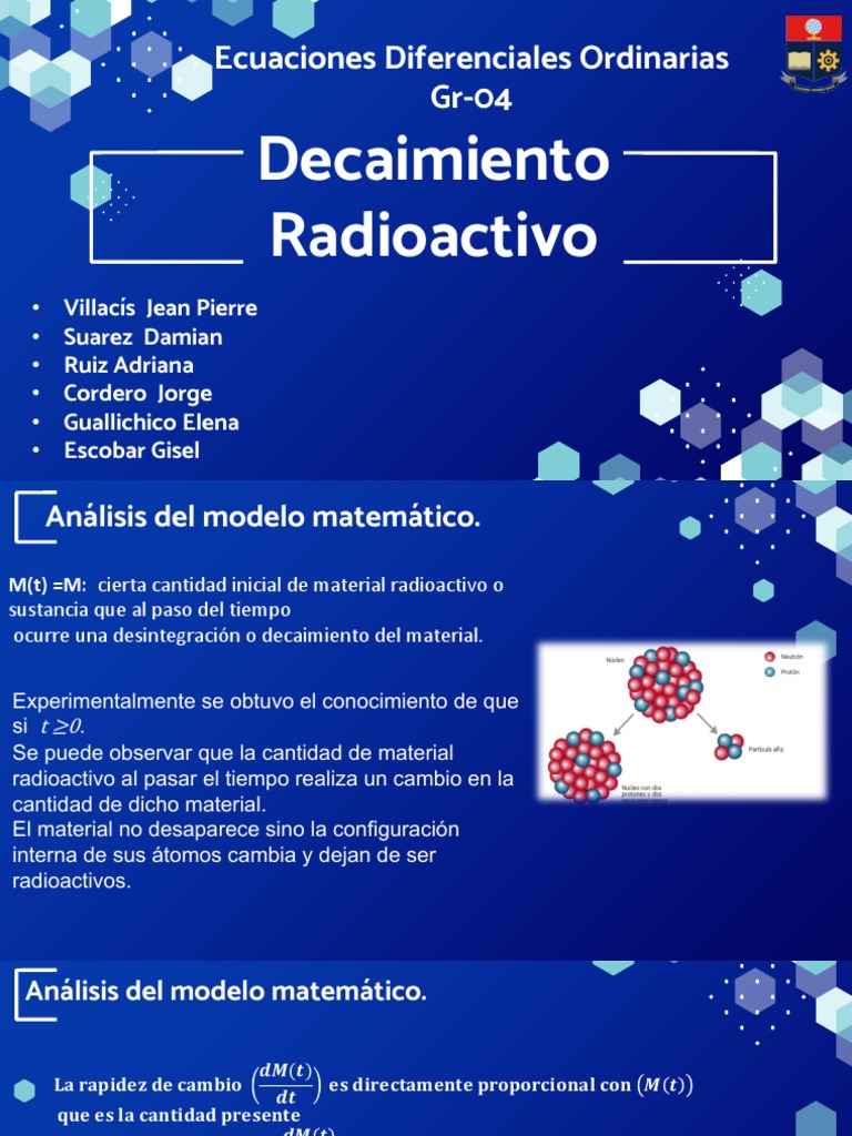 Grupo 1 Gr4 Decaimiento Radioactivo | PDF | Desintegración radioactiva ...