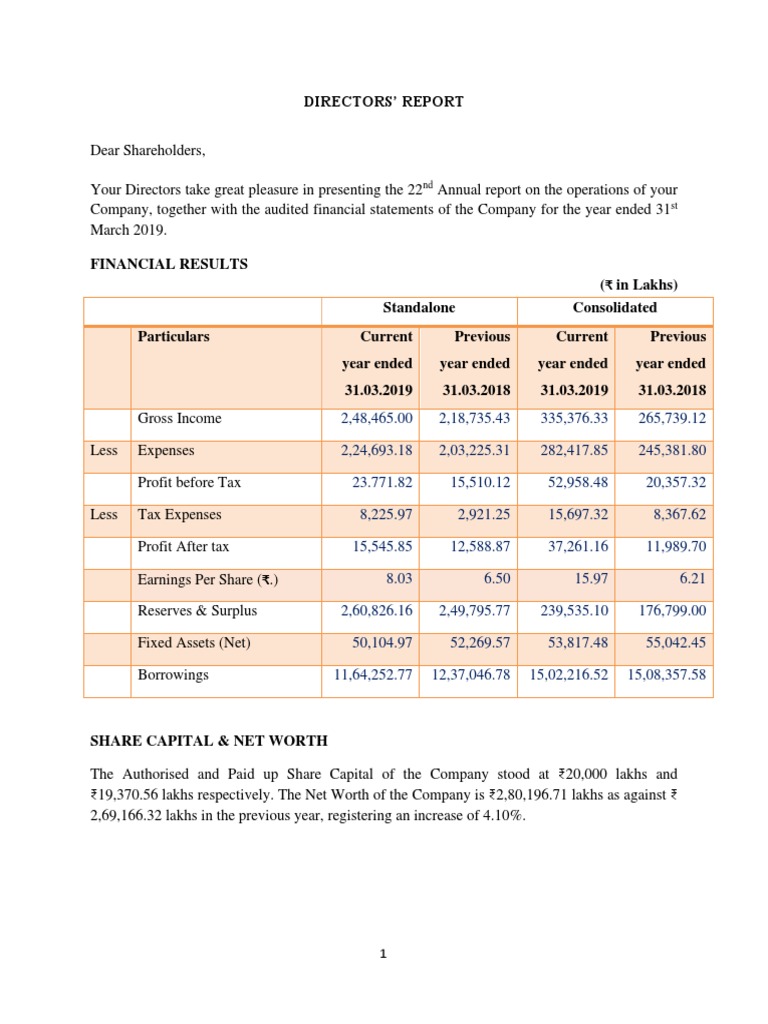 Directors Report 2018-19 | PDF | Internal Control | Credit Risk