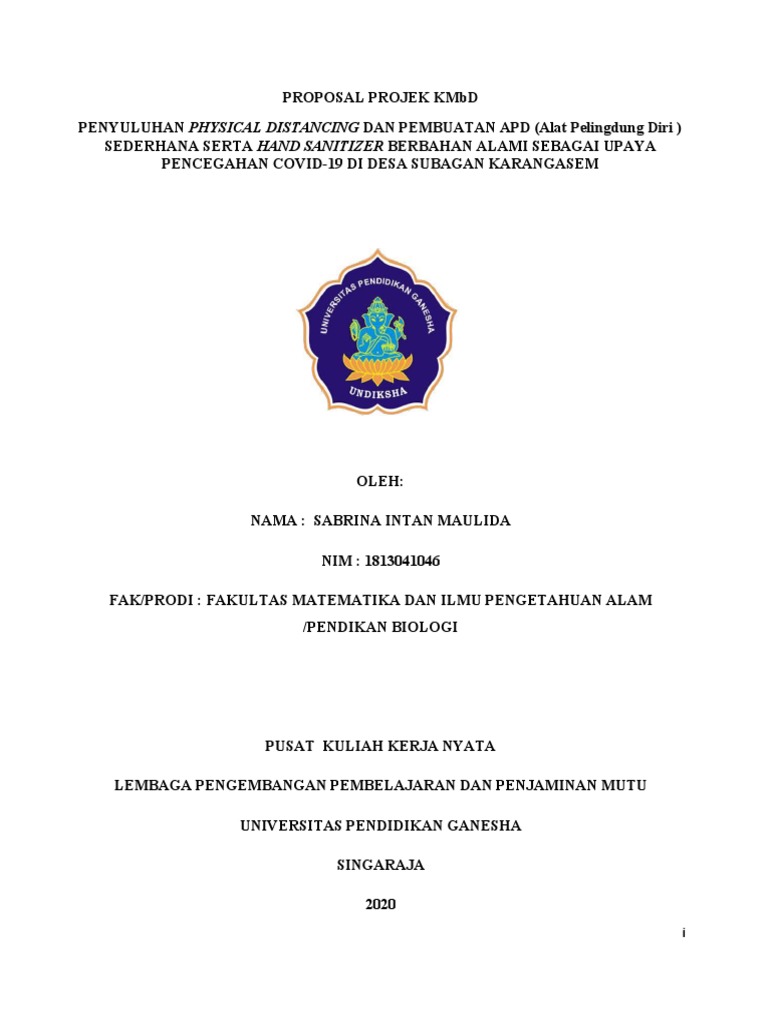 (FIX) PROPOSAL PROKER KMBD - SABRINA INTAN MAULIDA | PDF