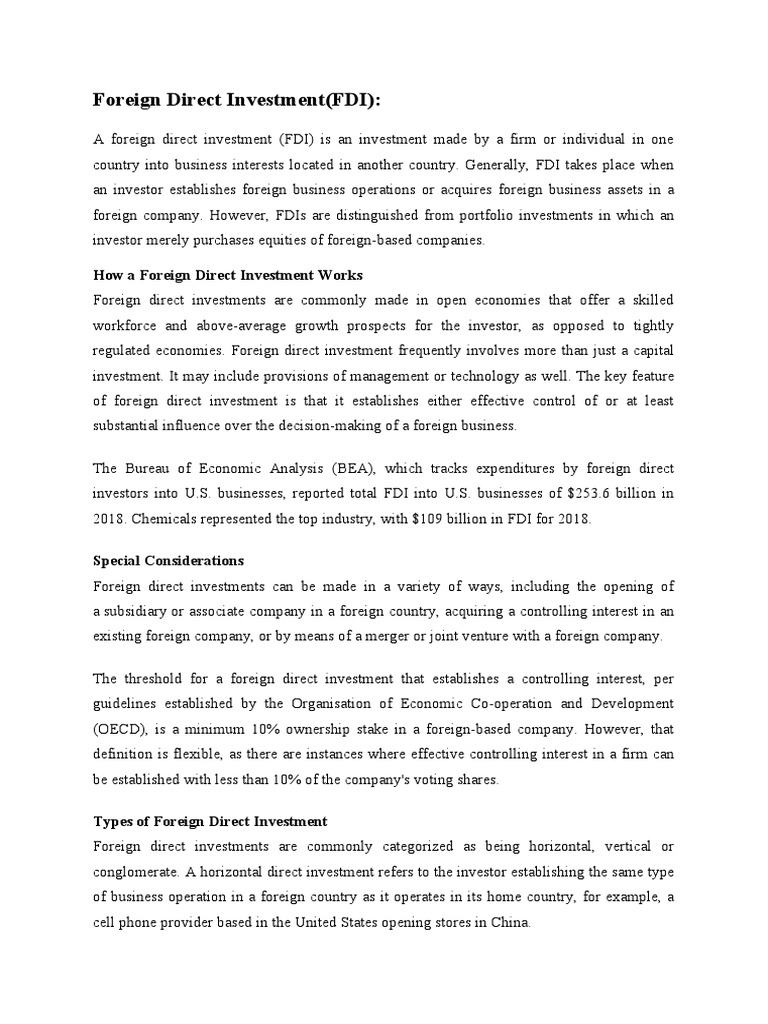 FDI and Flow of FDI | PDF | Foreign Direct Investment | Economies