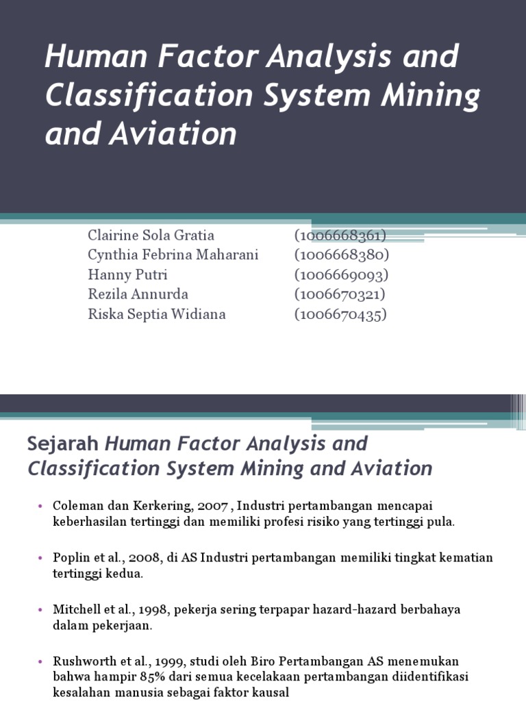 Human Factors Analysis of Mining Safety: A Comparison Between Aviation ...