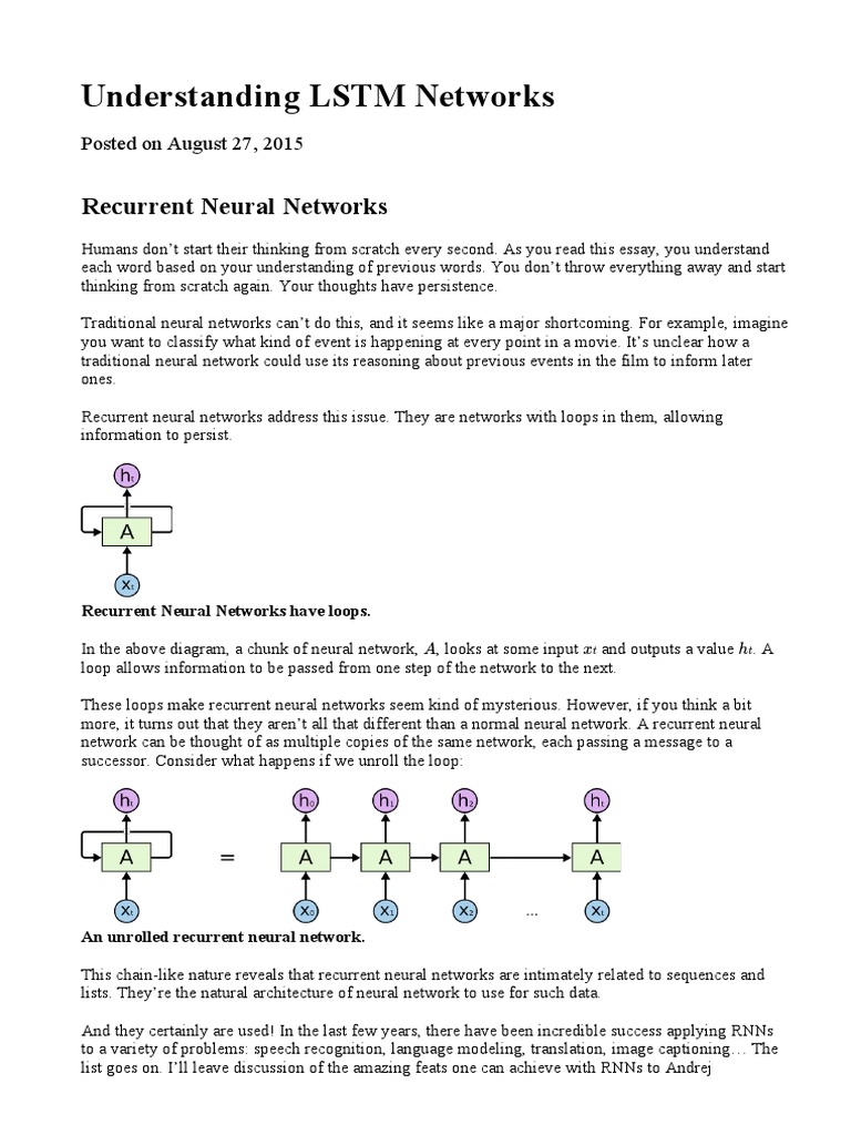 Understanding LSTM Networks | PDF | Artificial Neural Network | Applied Mathematics