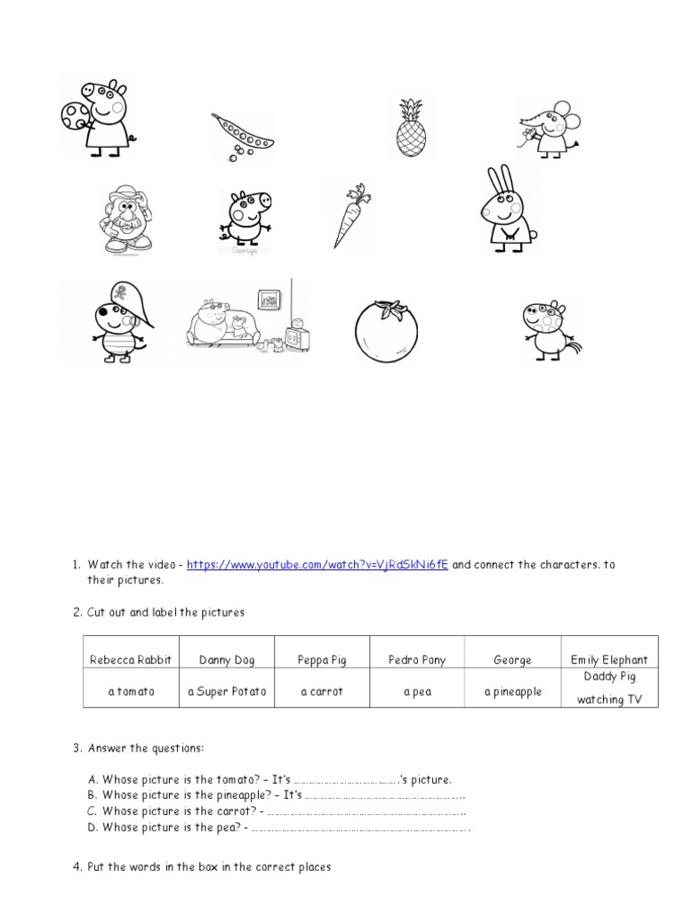 Peppa Pig Worksheet - Vegetables | PDF | Games & Activities | Cooking ...