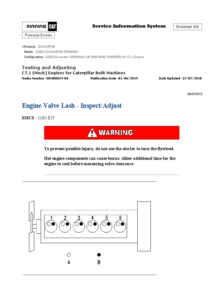 Engine Valve Lash - Inspect Adjust | PDF | Engines | Vehicle Technology