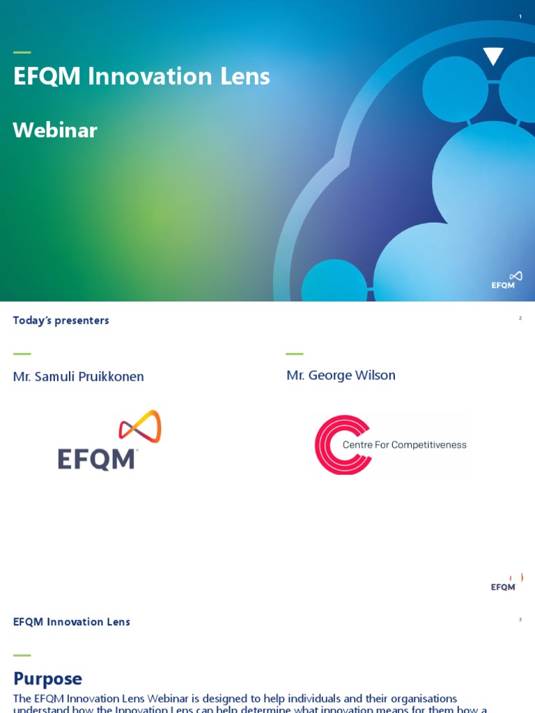 EFQM Innovation Lens Webinar - v4 | PDF | Innovation | Analytics