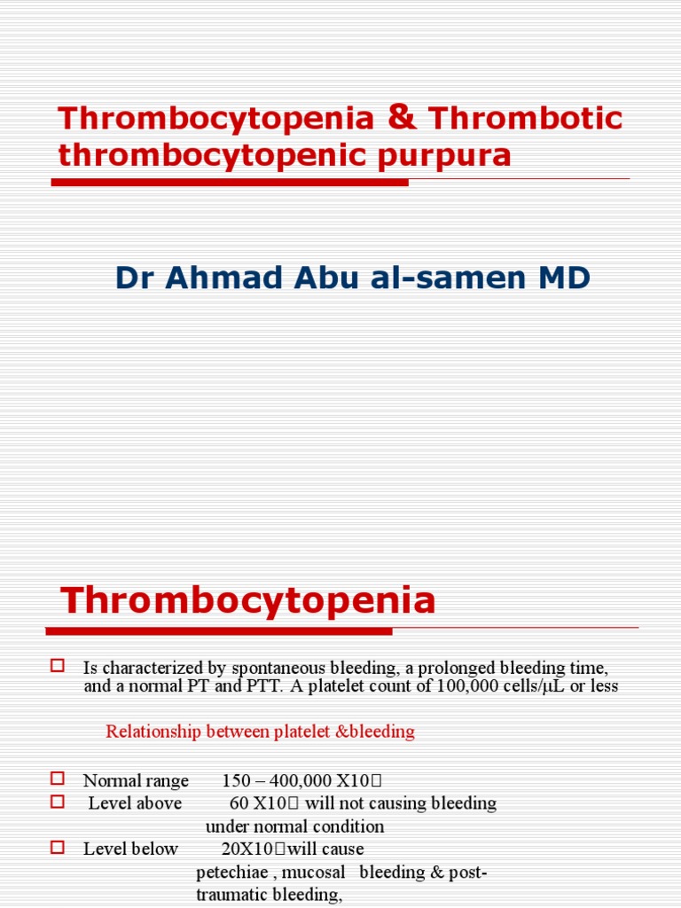Thrombocytopenia & TTP Guide | PDF | Hematology | Blood