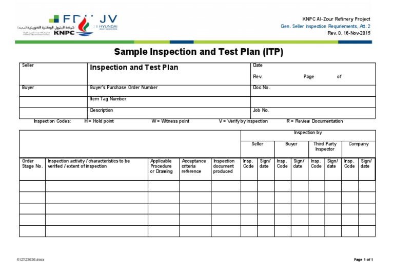 P055BZOR-0003-R-024 - Att. 2 - Sample Inspection and Test Plan - Rev 0 ...