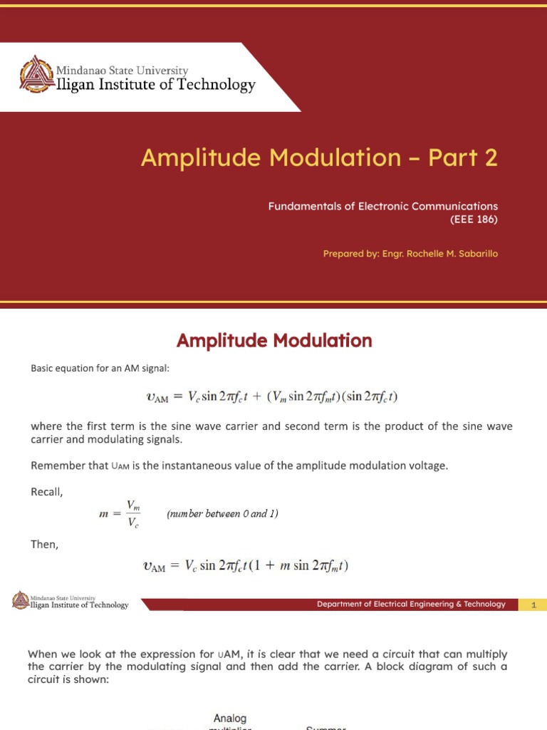 7 - Amplitude Modulation - Part 2 | PDF | Electrical Engineering ...