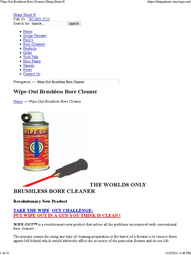 Wipe-Out Brushless Bore Cleaner All Info | PDF | Gun Barrel | Gunpowder