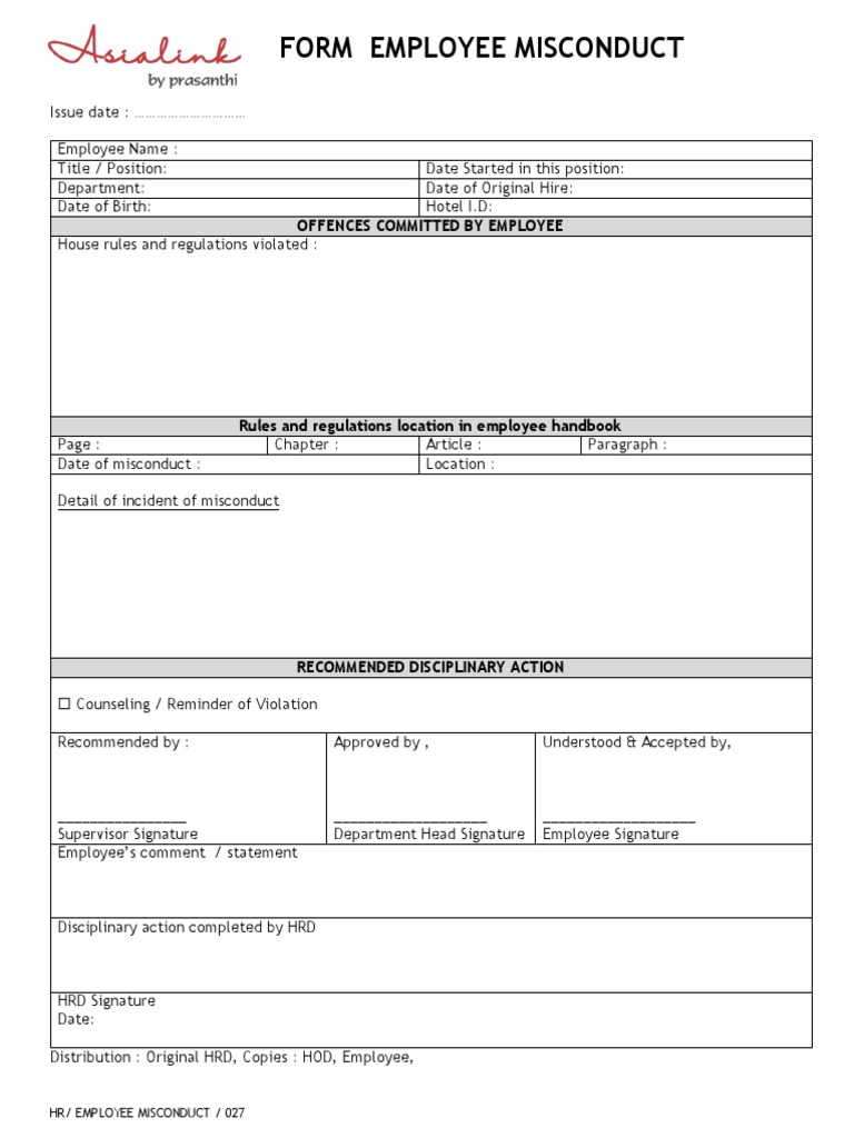 Employee Misconduct Reporting Form | PDF