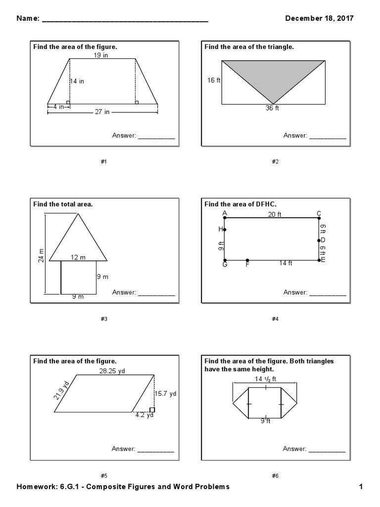 Composite Figures Worksheets Area Of Composite Shapes (Compound