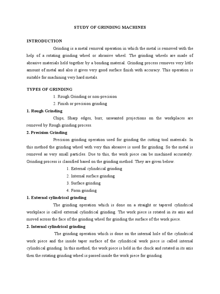 Study of Grinding Machines | PDF | Grinding (Abrasive Cutting ...