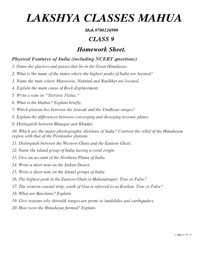 Physical Features of India Class 9 | PDF | Himalayas | Geomorphology