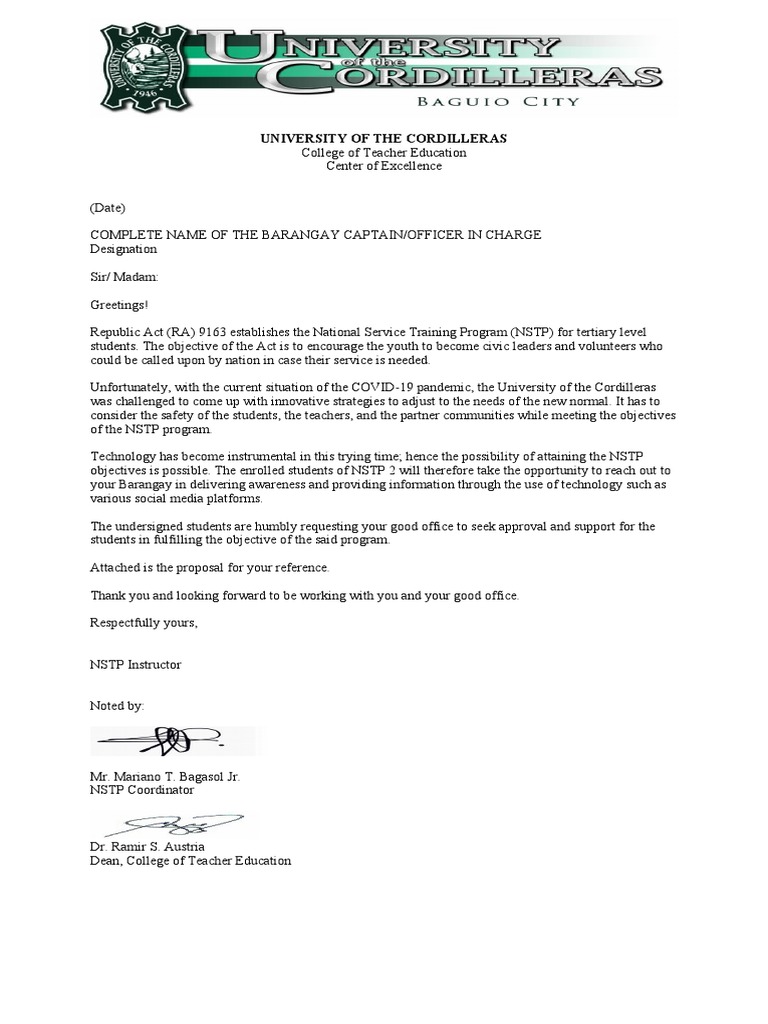 NSTP2 Letter With Esignature | PDF