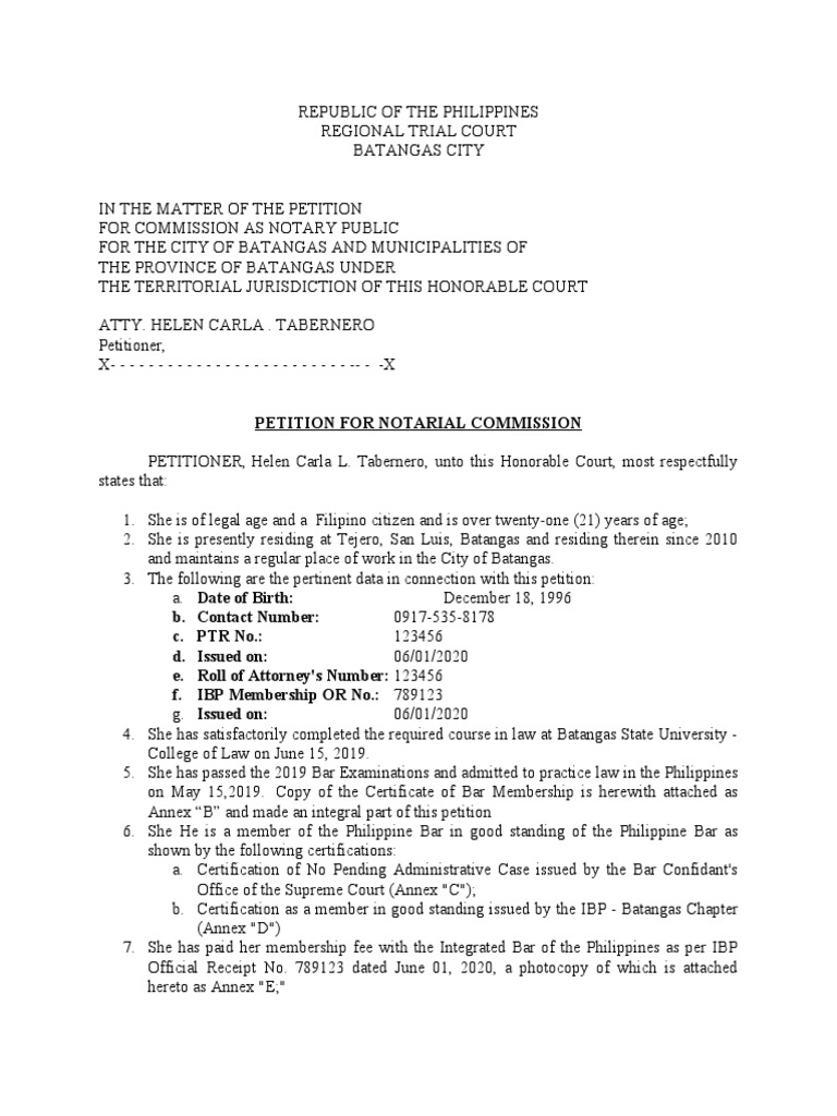 Petition For Notarial Commission | PDF | Notary Public | Justice