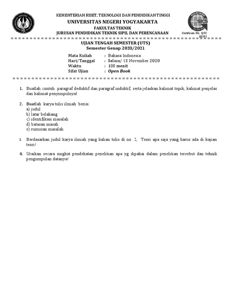 Soal UTS BI | PDF | Teknologi & Rekayasa