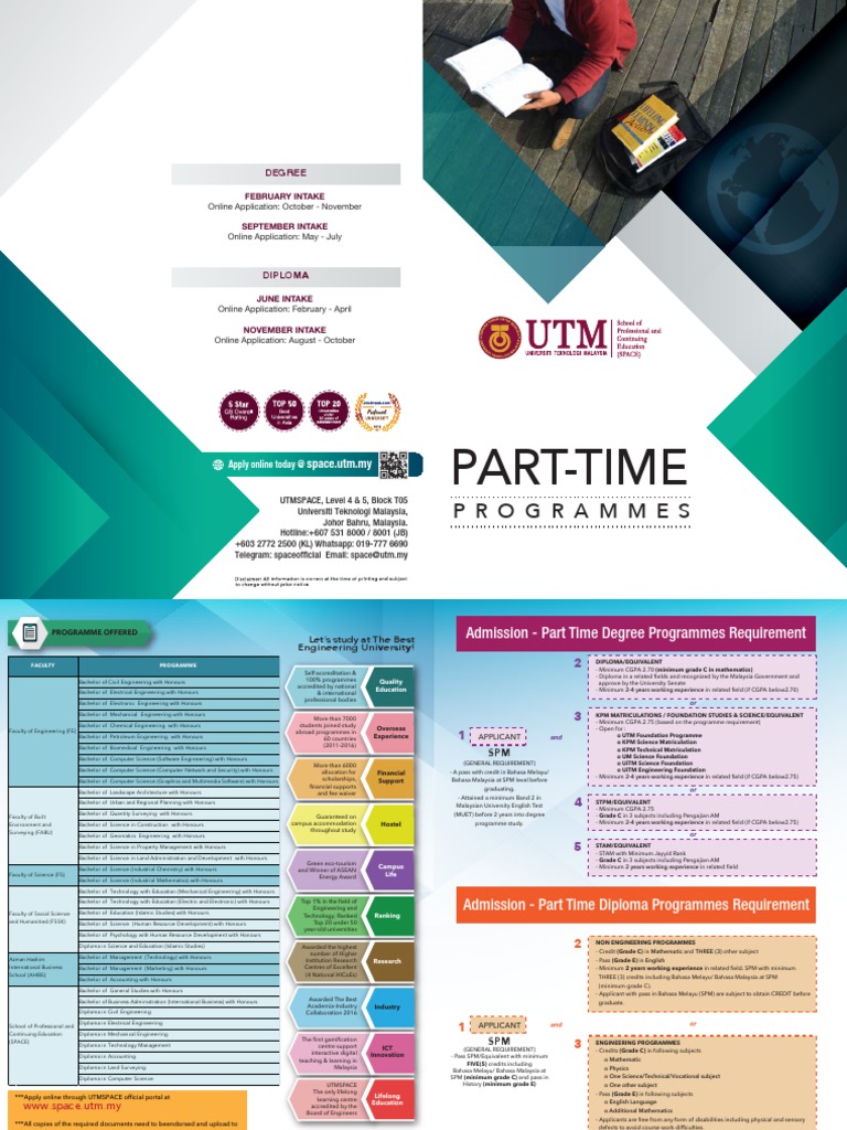 UTM Space Part-Time Programmes Application Timeline and Requirements ...