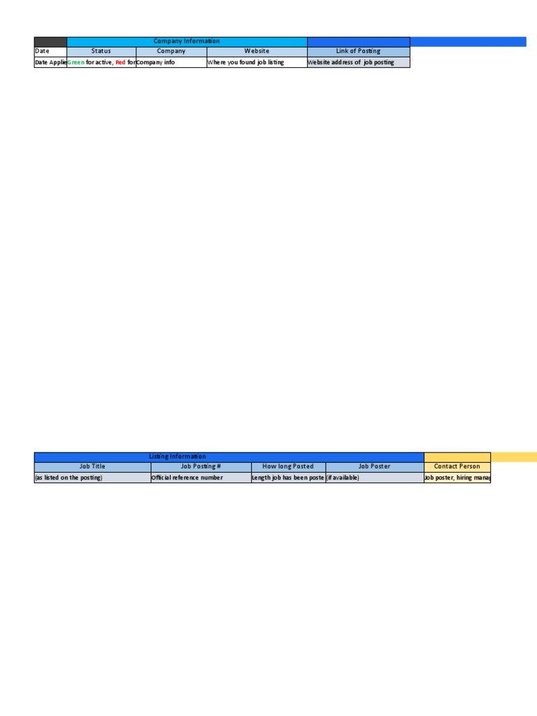 Job Search Tracking Tool Printable | PDF