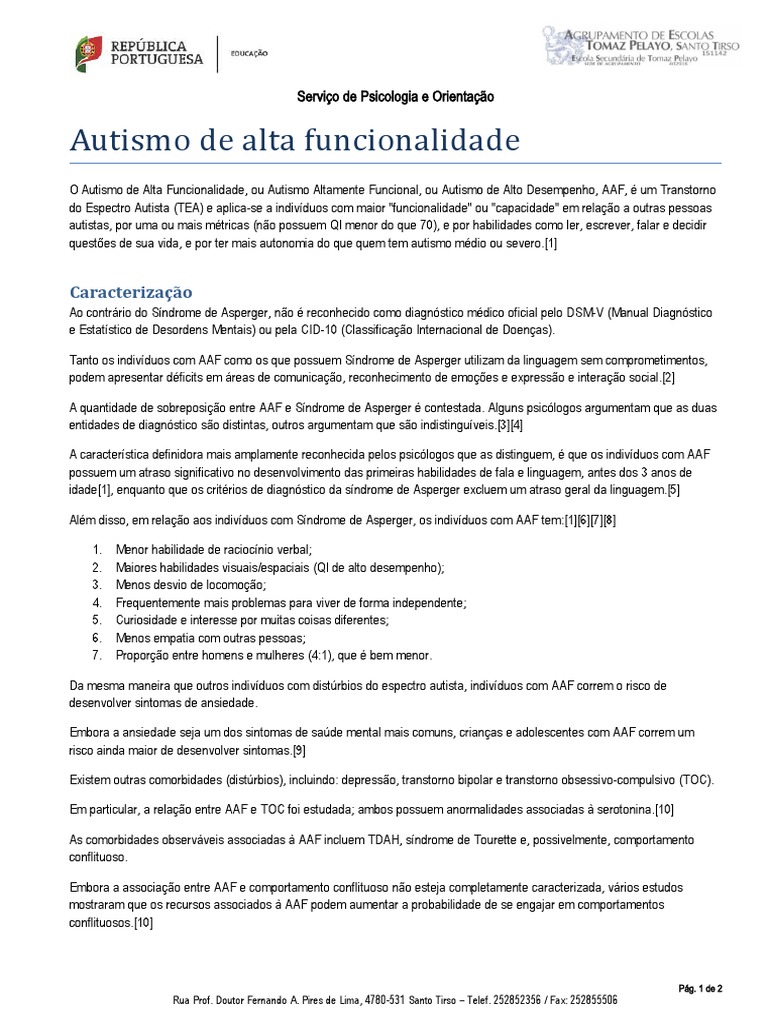 Autismo de Alta Funcionalidade | PDF | Autismo | Diagnóstico Psiquiátrico