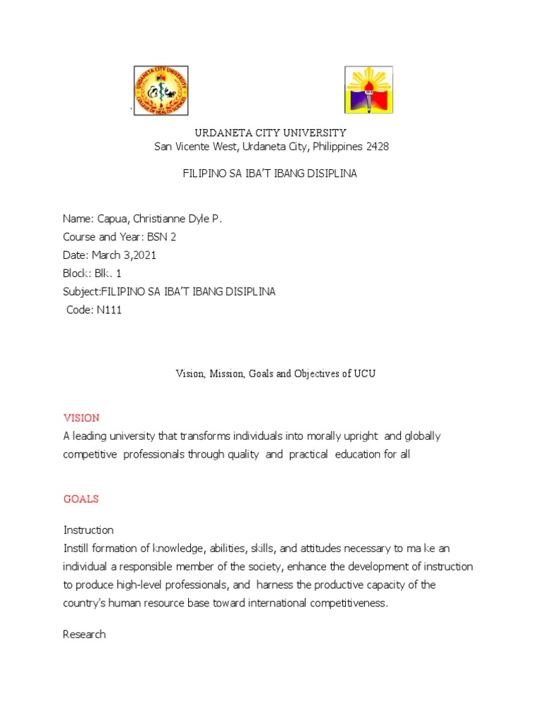 VMGO & The UCU Core Values | PDF | Psychology | Human Nature