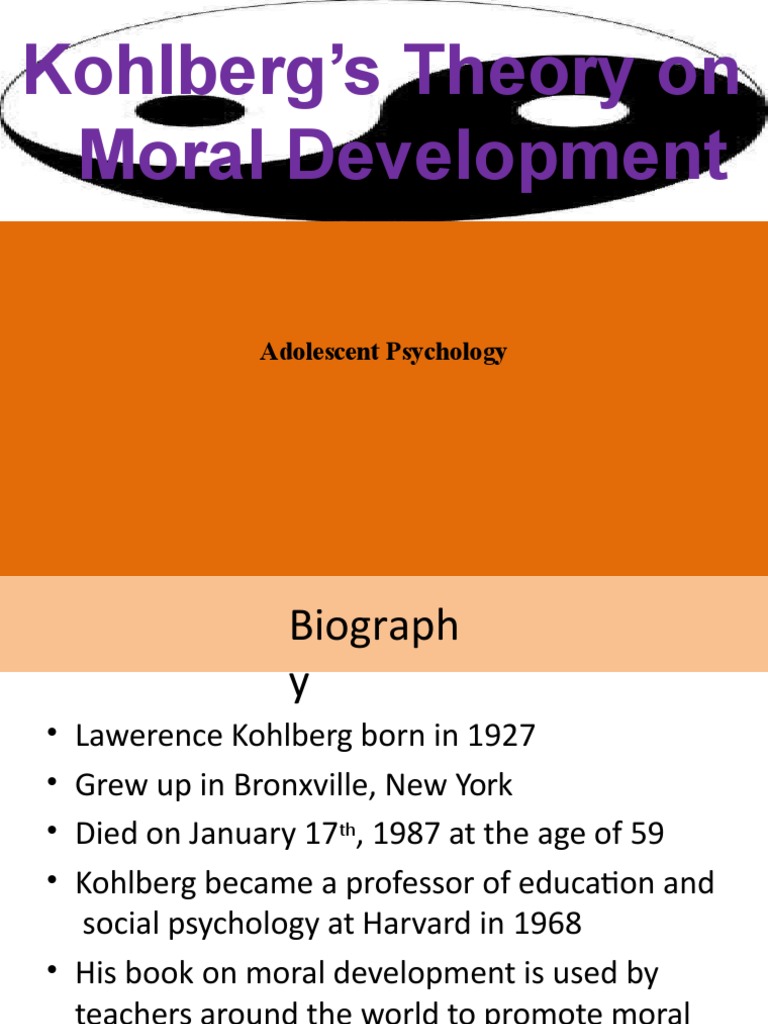 Kohlberg's Theory On Moral Development: Adolescent Psychology | PDF ...