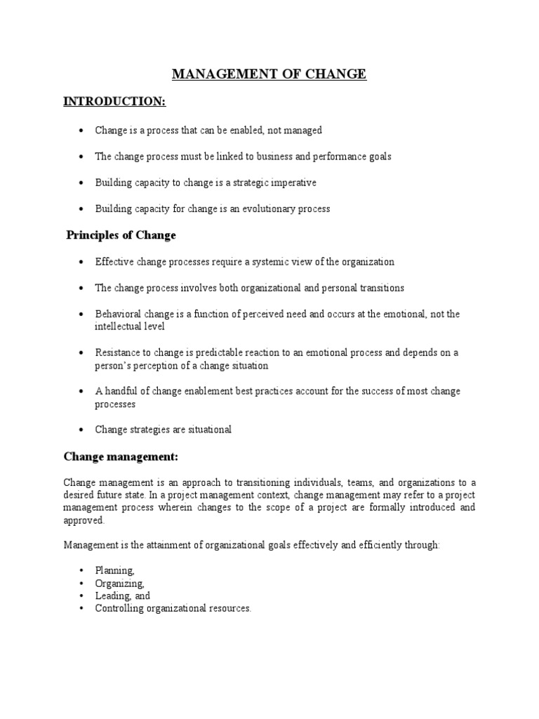 Management of Change | PDF | Change Management | Organizational Culture