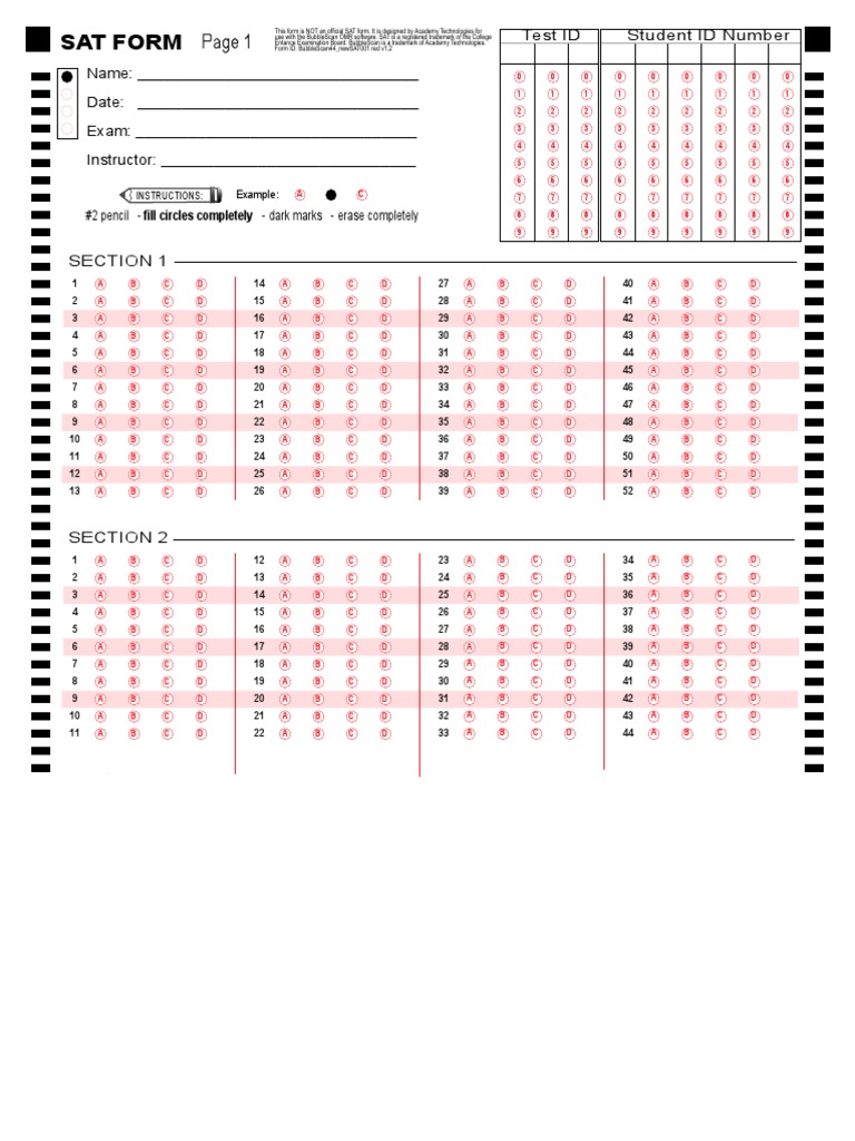 Sat Form: Fill Circles Completely - Dark Marks - Erase Completely | PDF ...