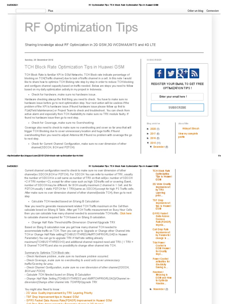 RF Optimization Tips - TCH Block Rate Optimization Tips in Huawei GSM ...
