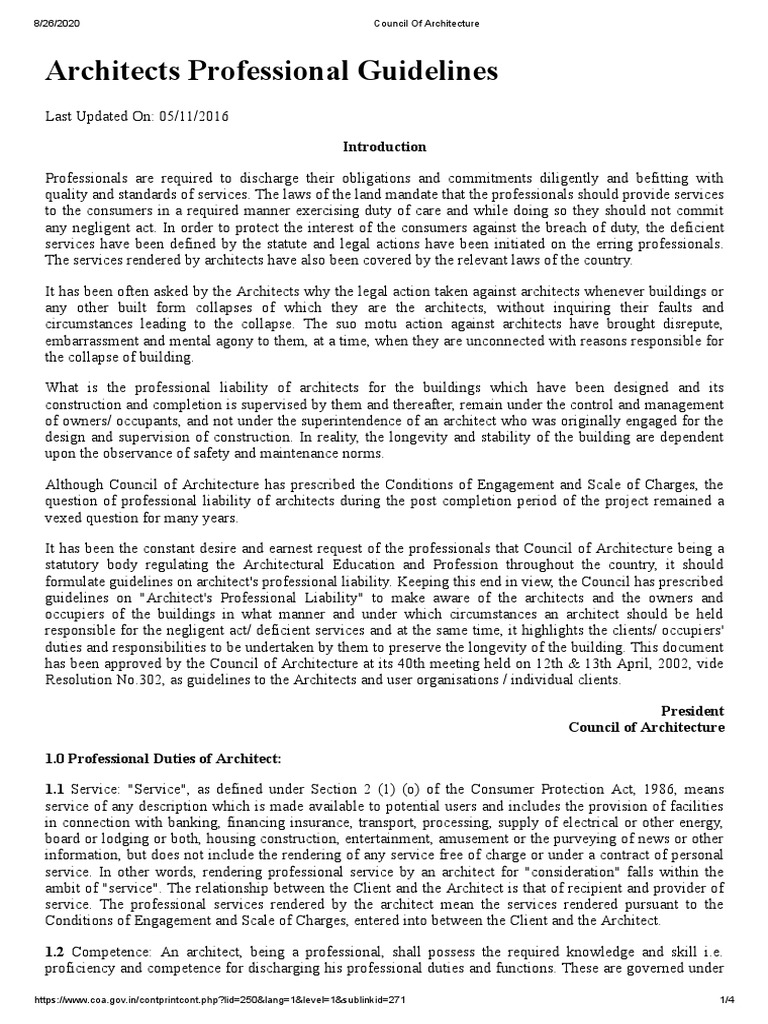 Architects Professional Guidelines | PDF | Architect | Indemnity