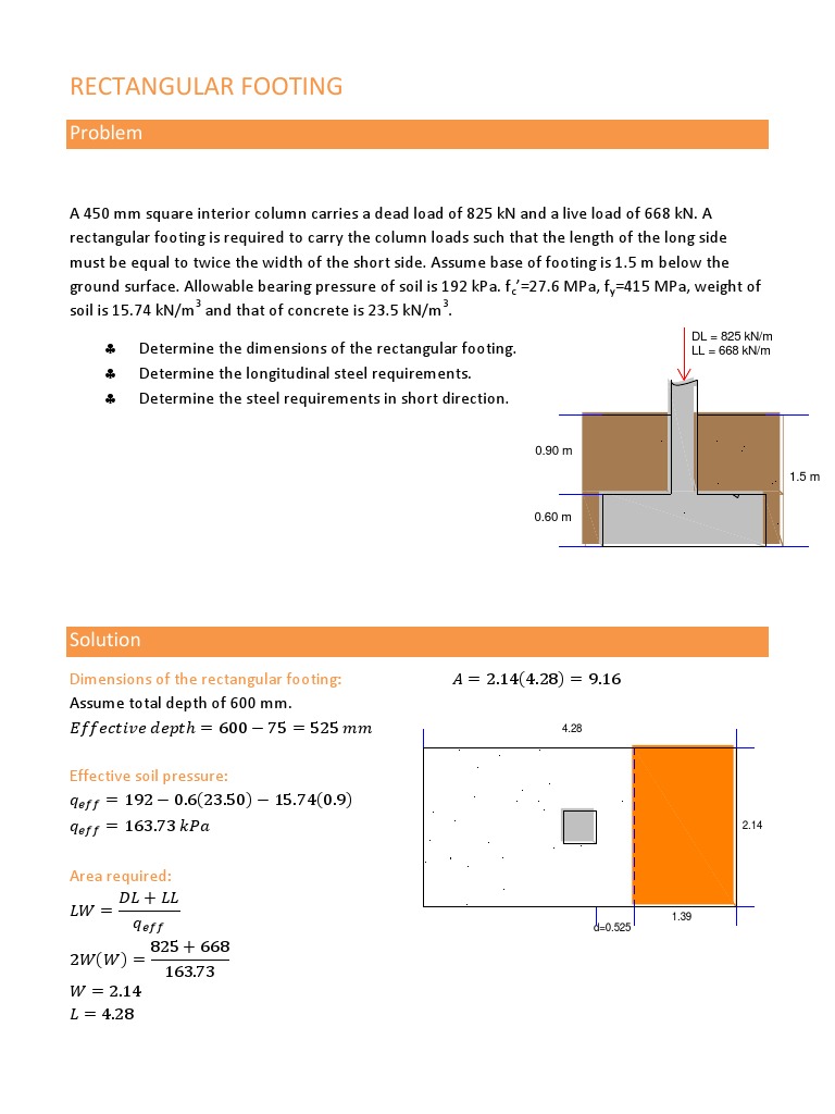 Rectangular Footing Sample Problem | PDF | Pascal (Unit) | Pressure