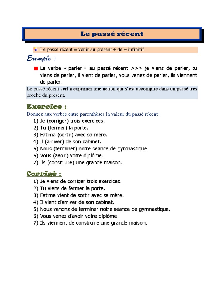 10.le Passé Récent | PDF